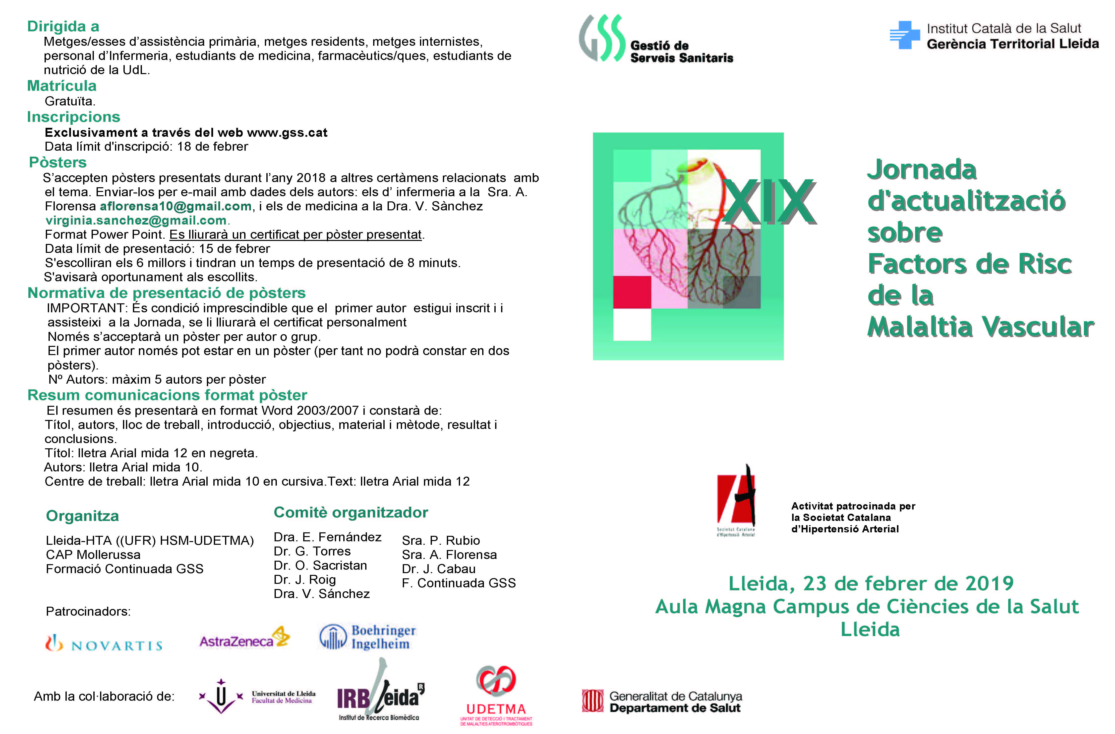 JORNADA D'ACTUALITZACIÓ SOBRE FACTORS DE RISC DE LA MALALTIA VASCULAR